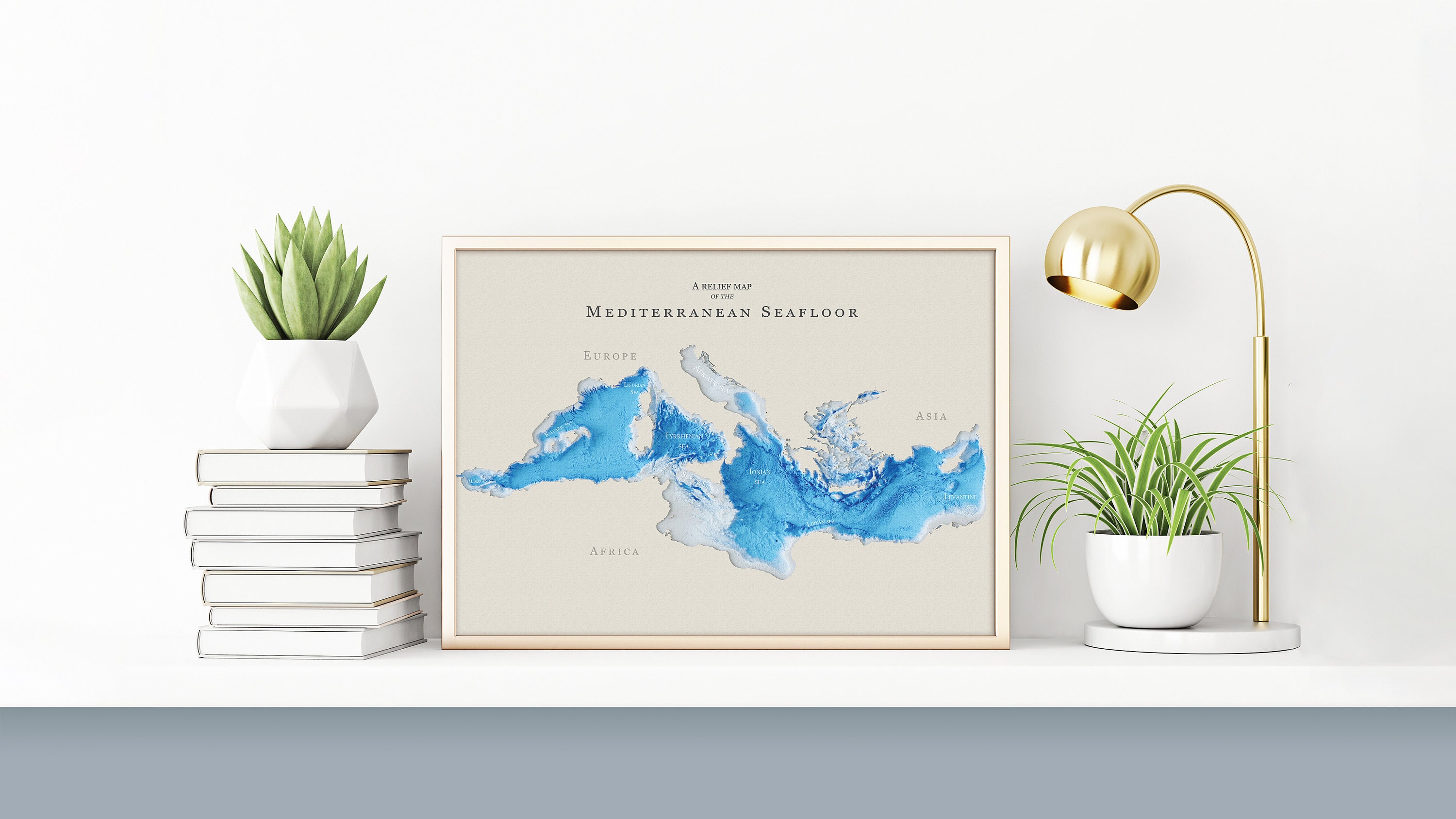 Mediterranean Seafloor Map | Printable Decor - Etsy