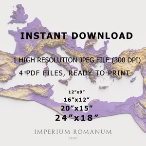 Roman Empire Relief Map | Printable Decor - Etsy