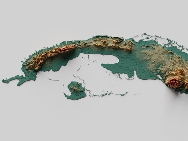 Cuba Relief Map Printable Decor - Etsy