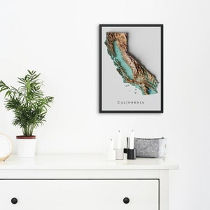 California Relief Map | Printable Decor - Etsy