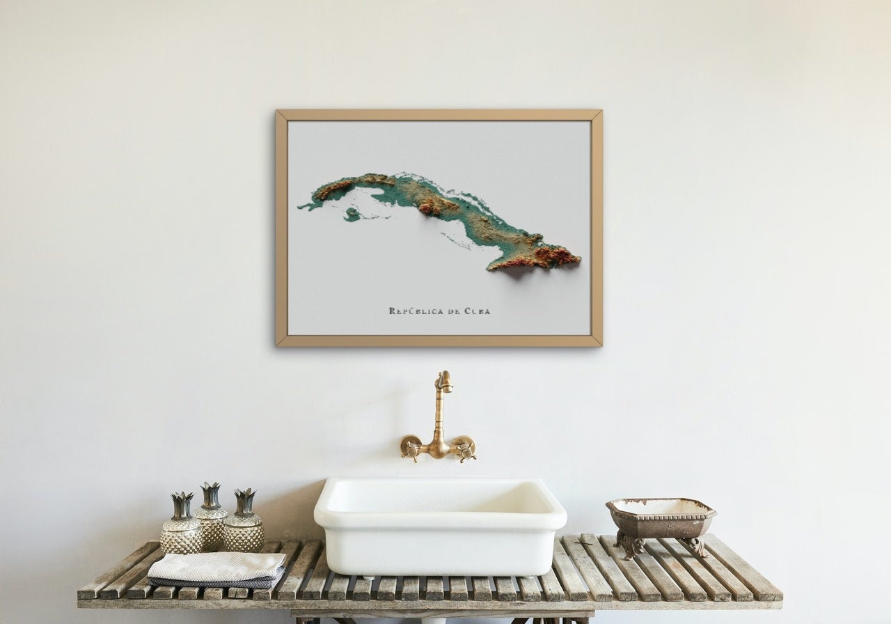 Cuba Relief Map | Printable Decor - Etsy