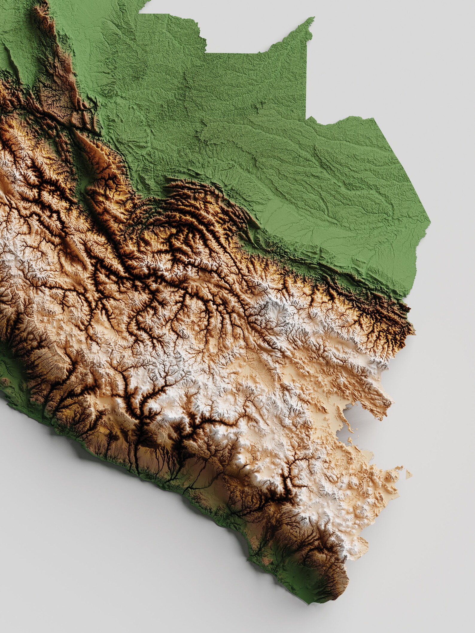 Peru Relief Map Printable Decor - Etsy