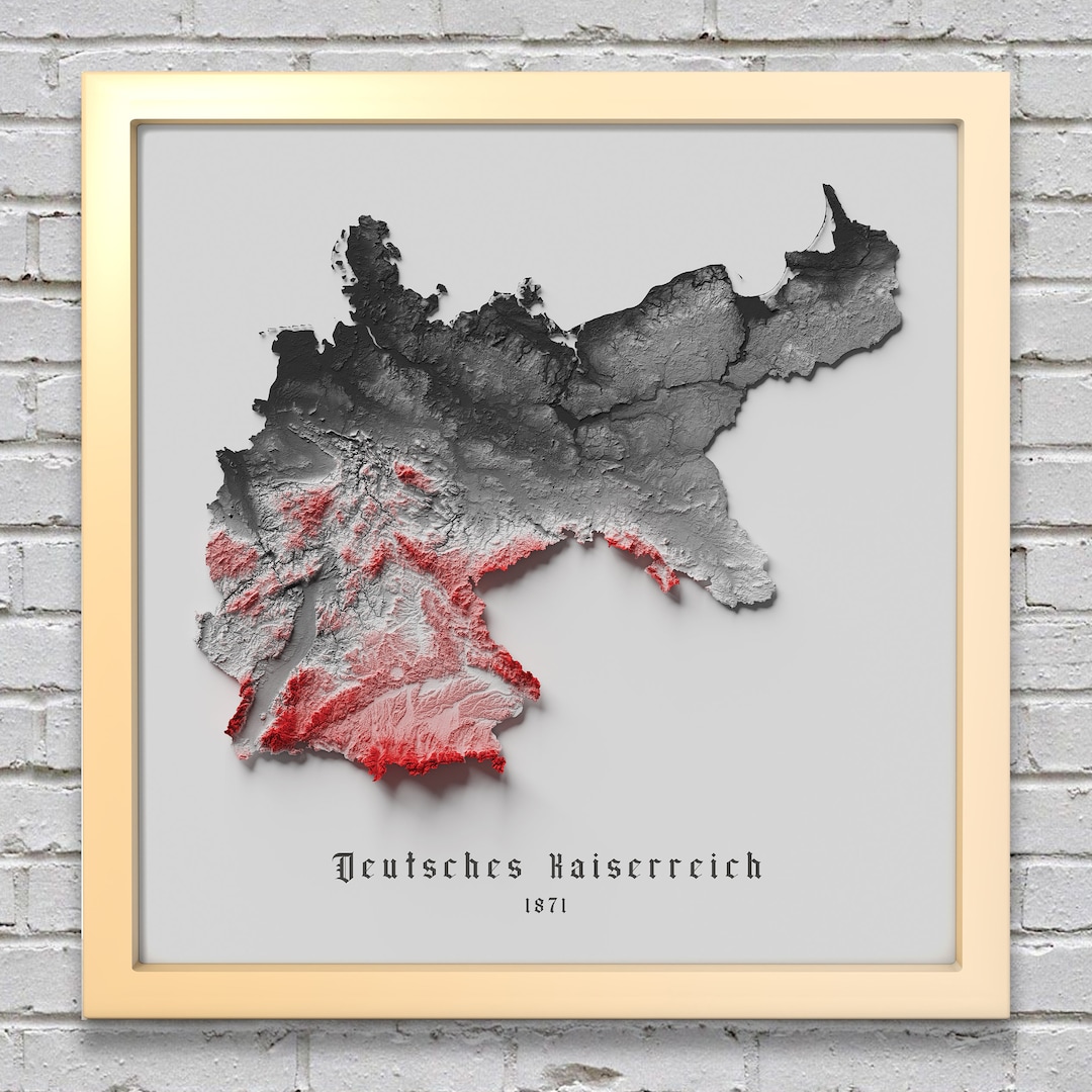 German Empire Relief Map | Printable Decor - Etsy