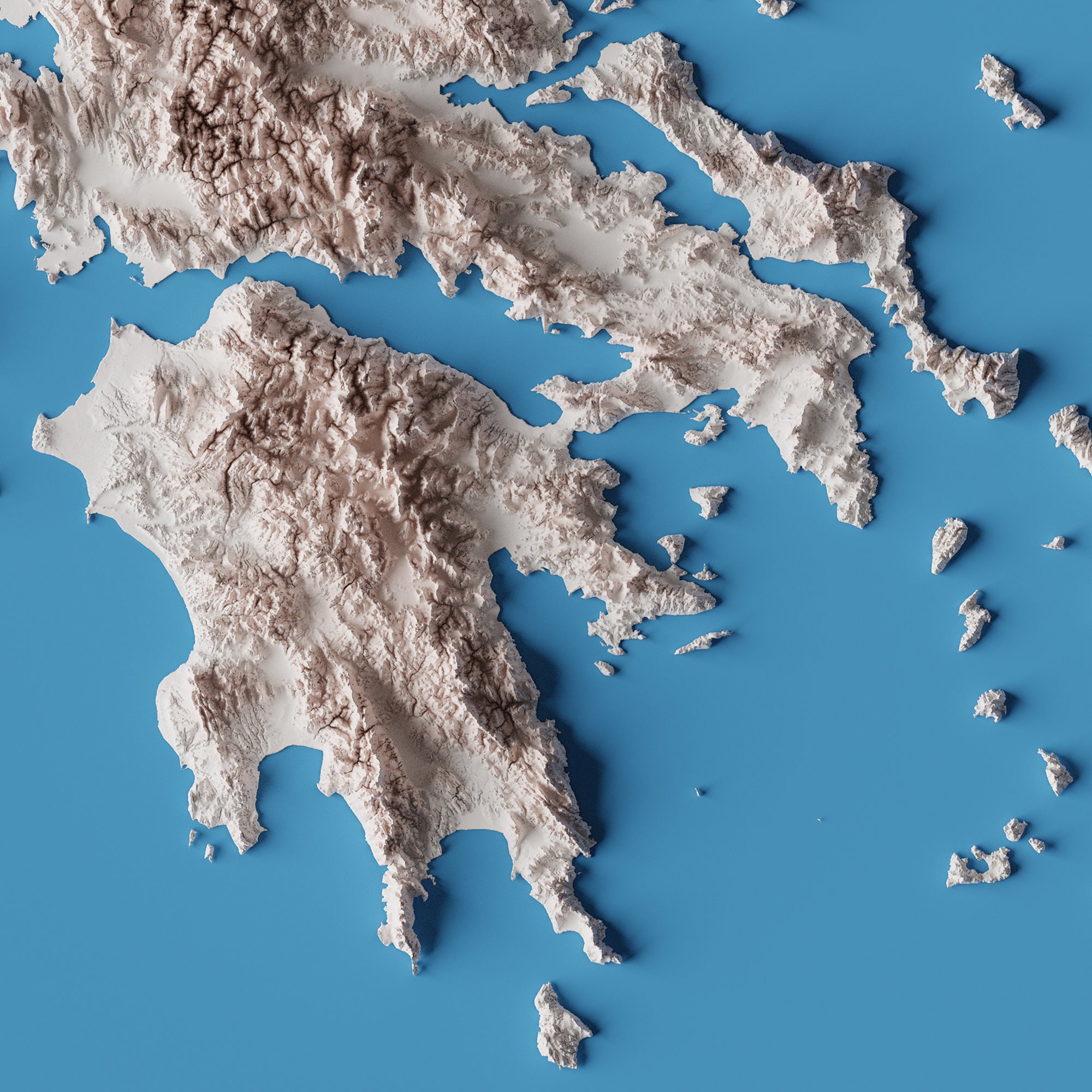 Greece Relief Map | Printable Decor - Etsy