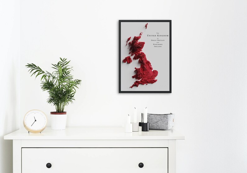 United Kingdom Relief Map | Printable Decor - Etsy UK