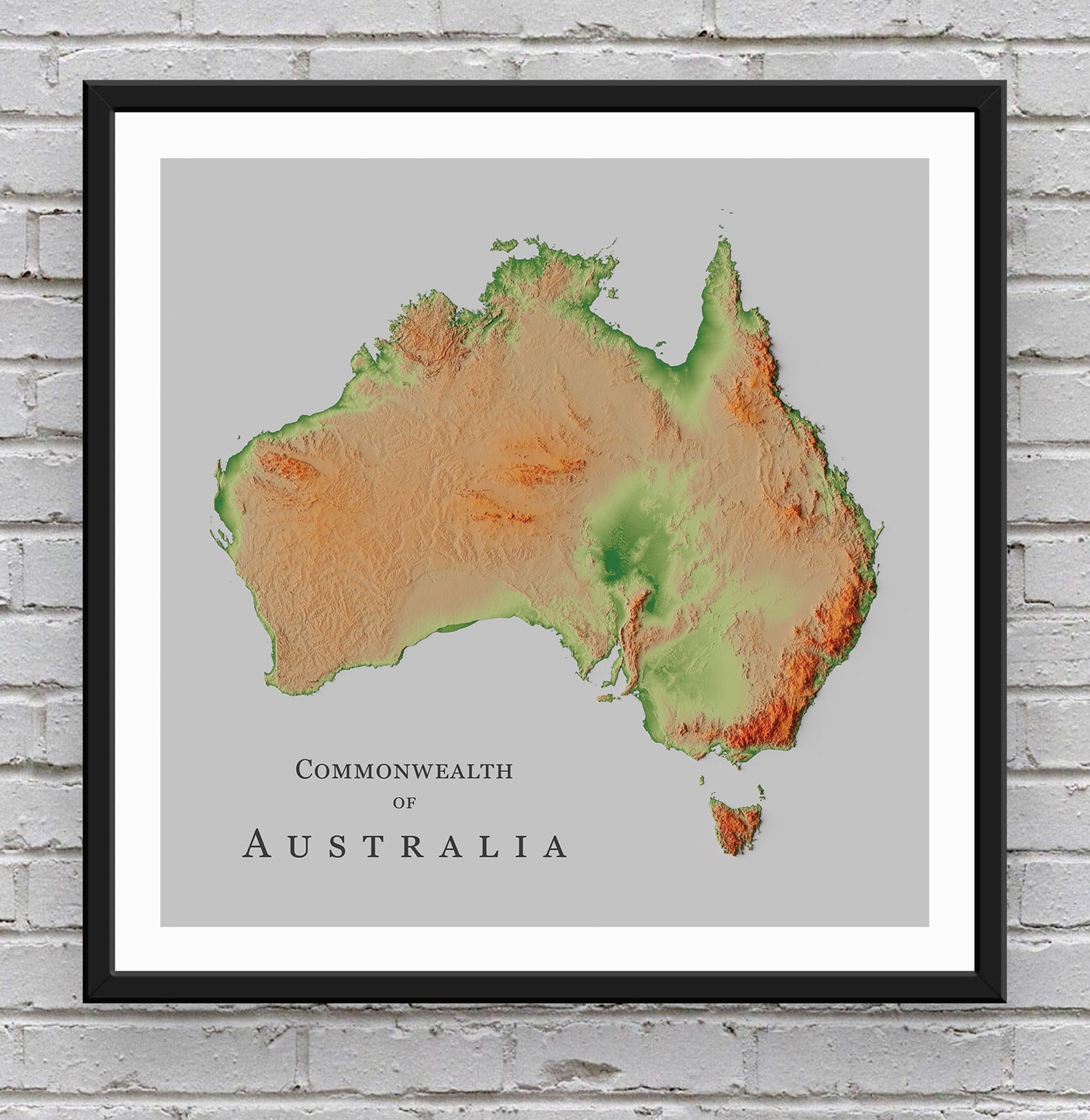 Australia Relief Map Printable Decor - Etsy