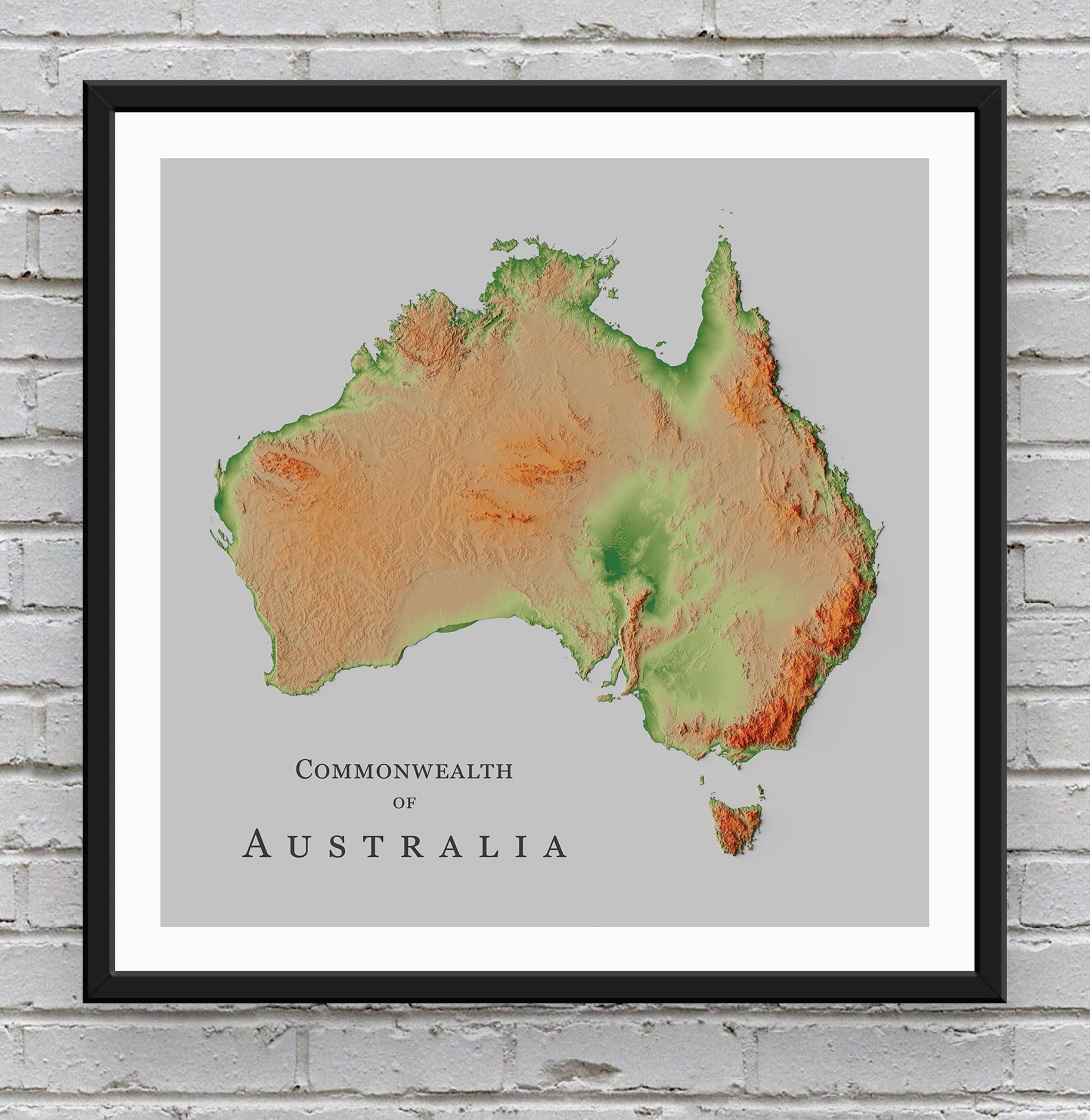 Australia Relief Map Printable Decor - Etsy
