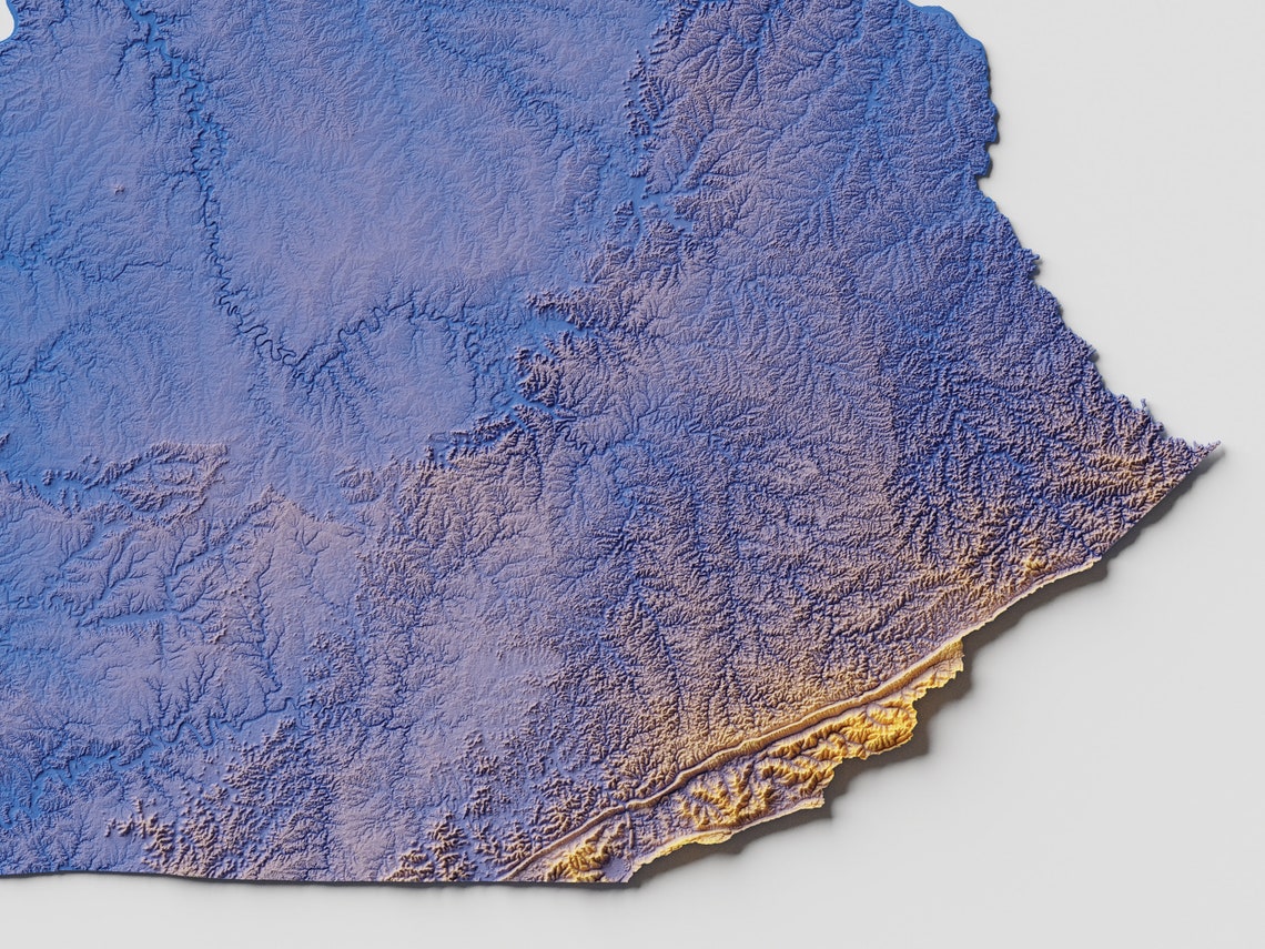 Kentucky Relief Map | Printable Decor - Etsy