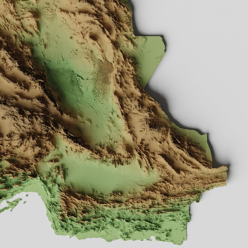 Iran Relief Map Printable Decor - Etsy