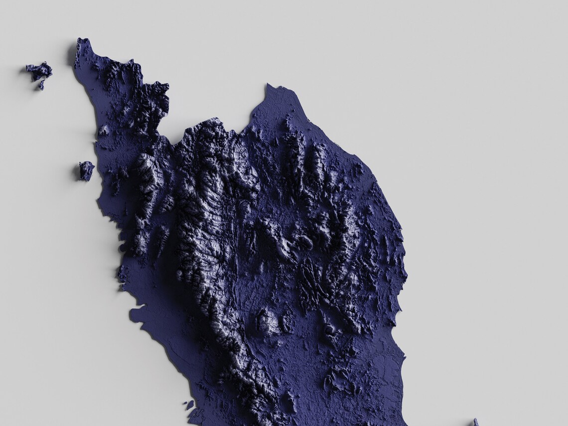 Malaysia Relief Map | Printable Decor - Etsy