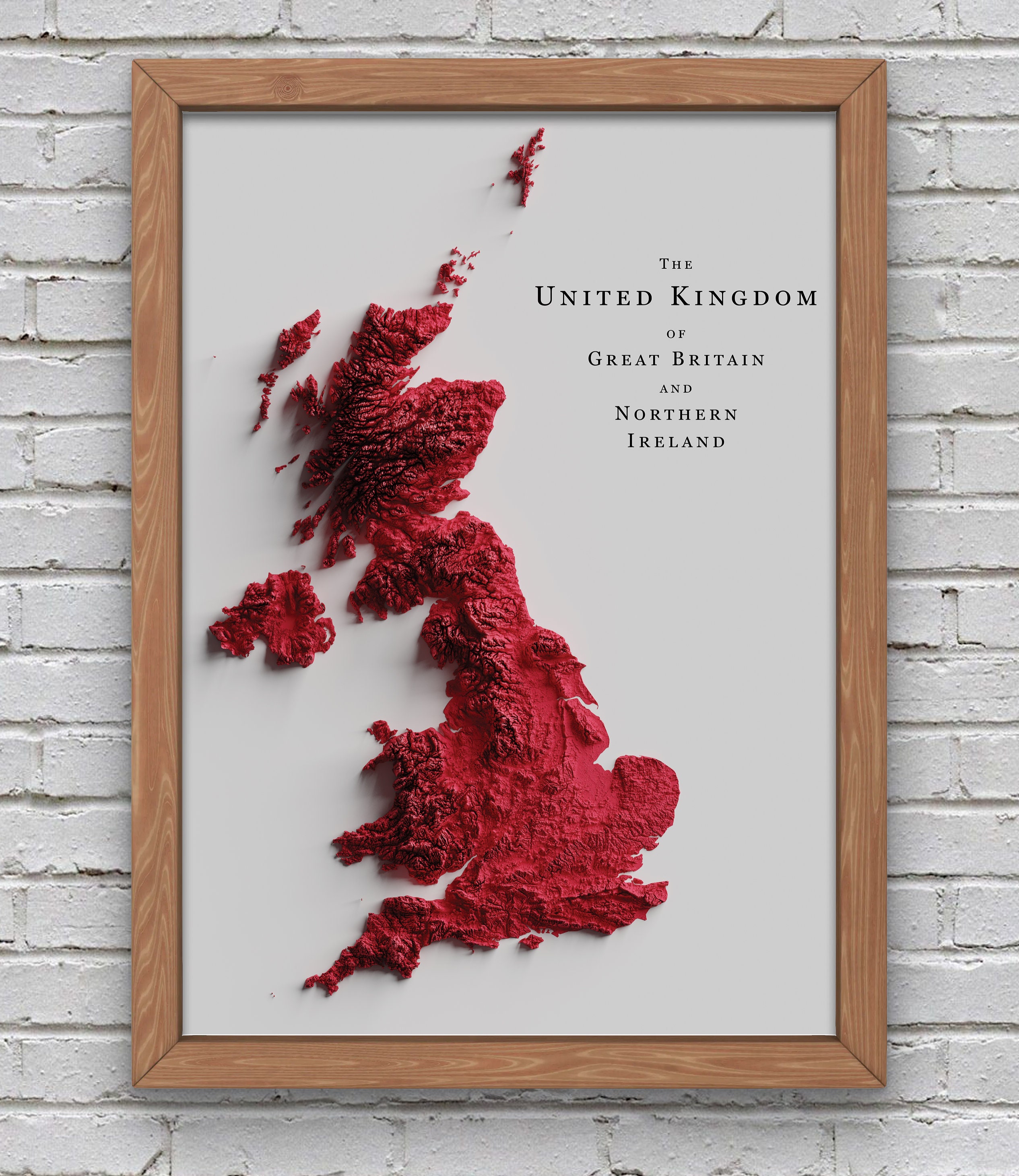 United Kingdom Relief Map Printable Decor - Etsy