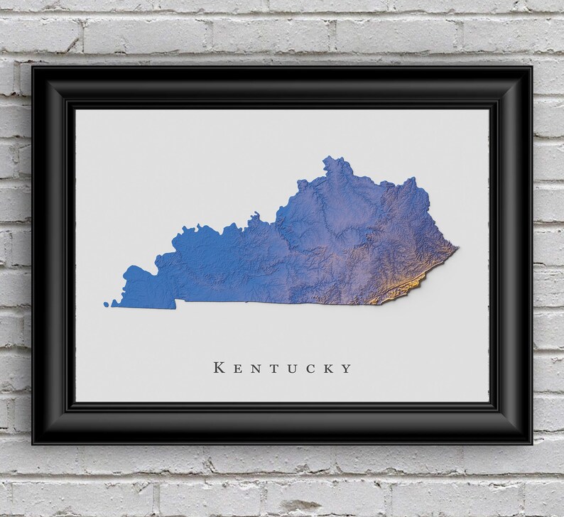 Kentucky Relief Map | Printable Decor - Etsy