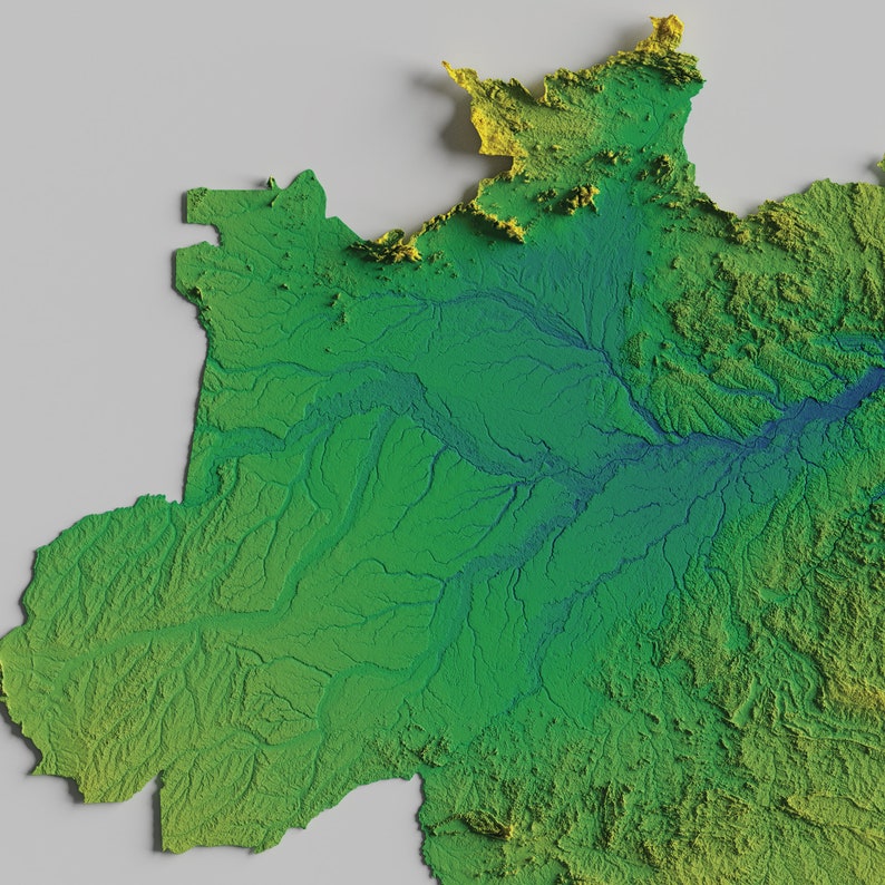 Brazil Relief Map | Printable Decor - Etsy