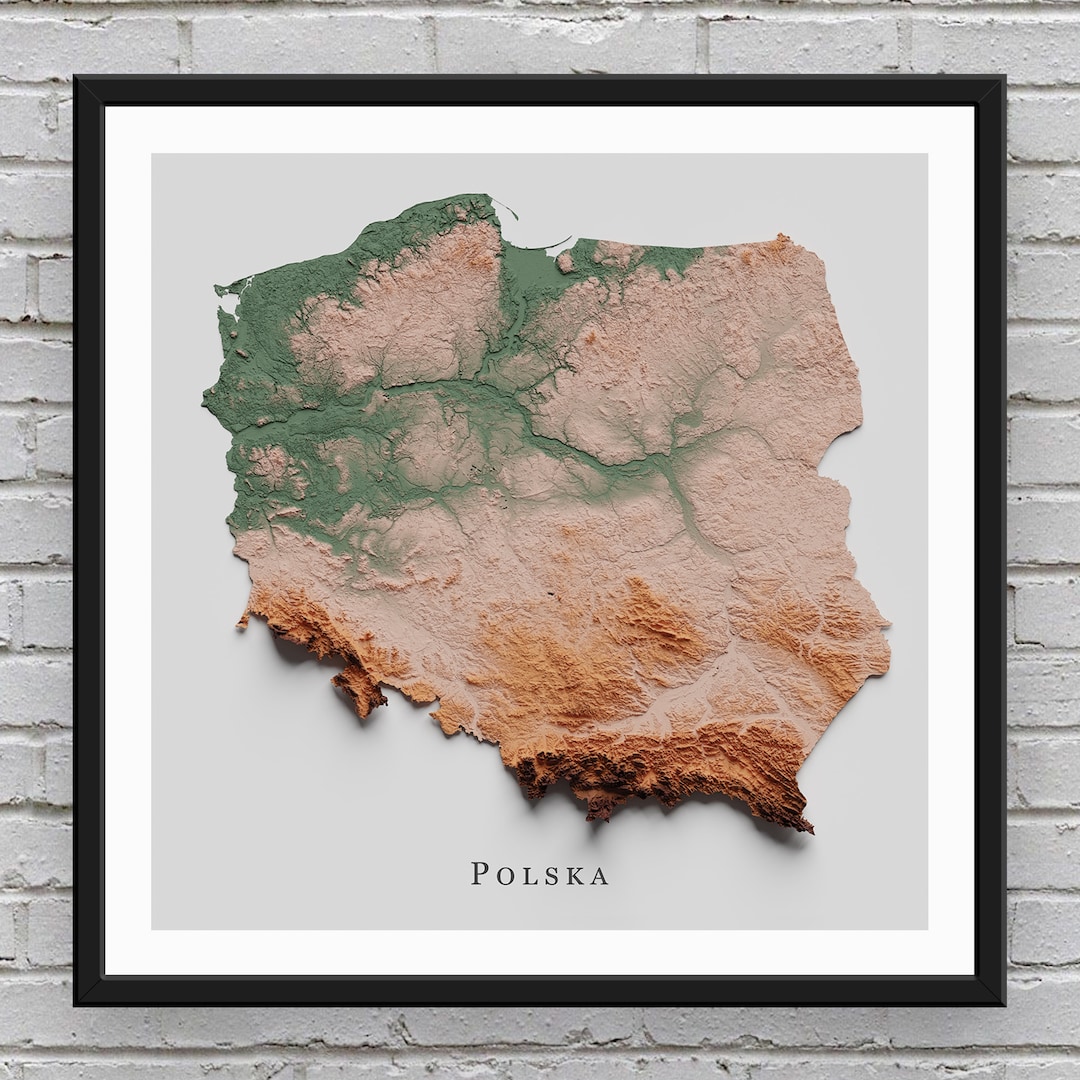 Poland Relief Map | Printable Decor - Etsy