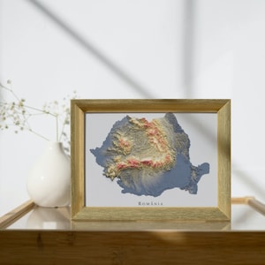 Romania Relief Map | Printable Decor - Etsy