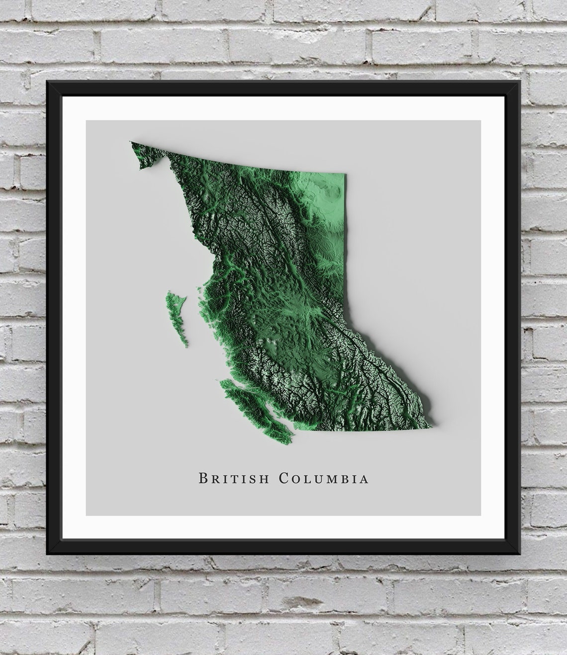 British Columbia Relief Map Printable Decor | Etsy Canada