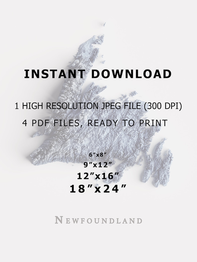 Newfoundland Relief Map | Printable Decor - Etsy Canada