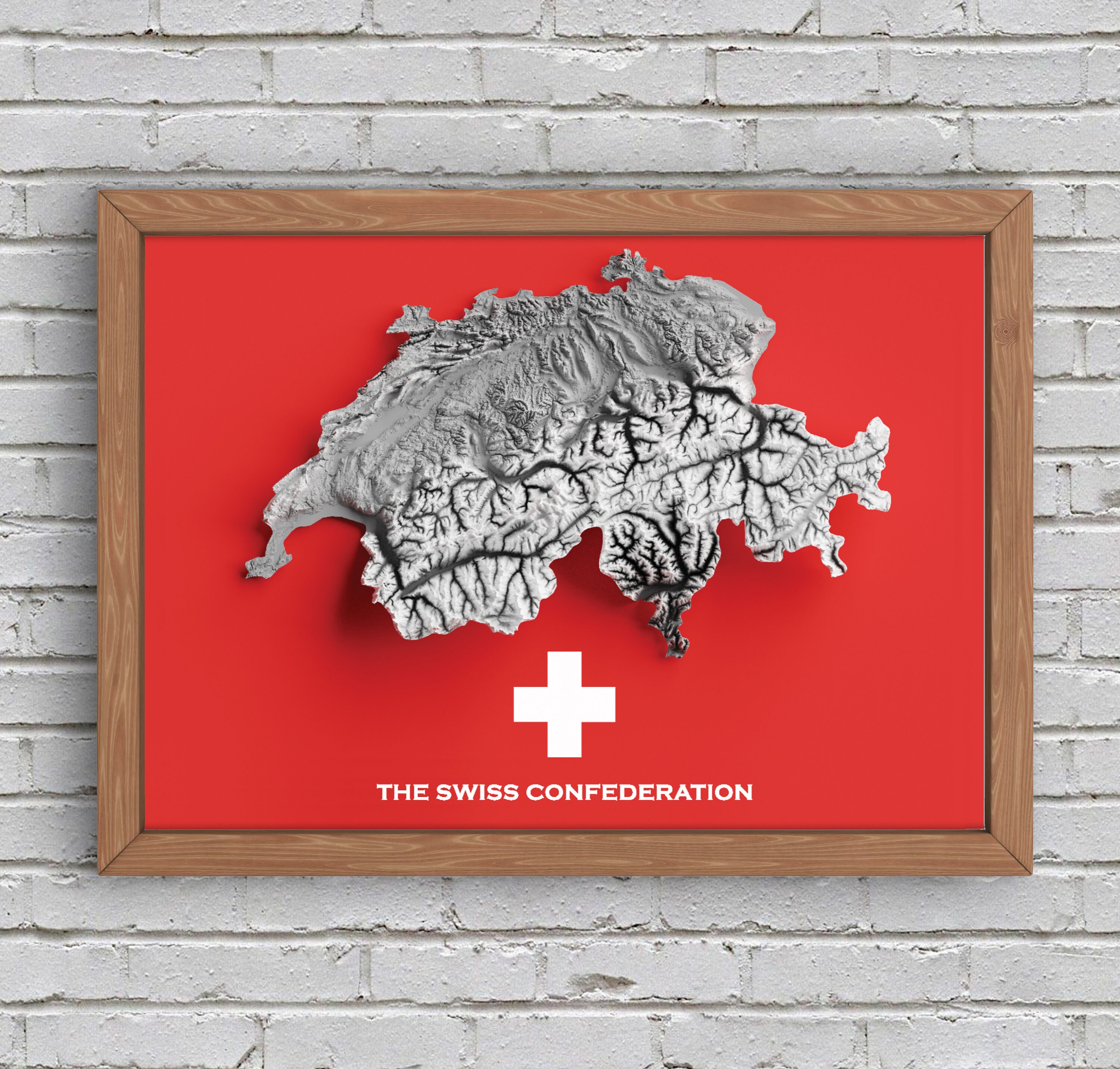 Switzerland Relief Map | Printable Decor - Etsy