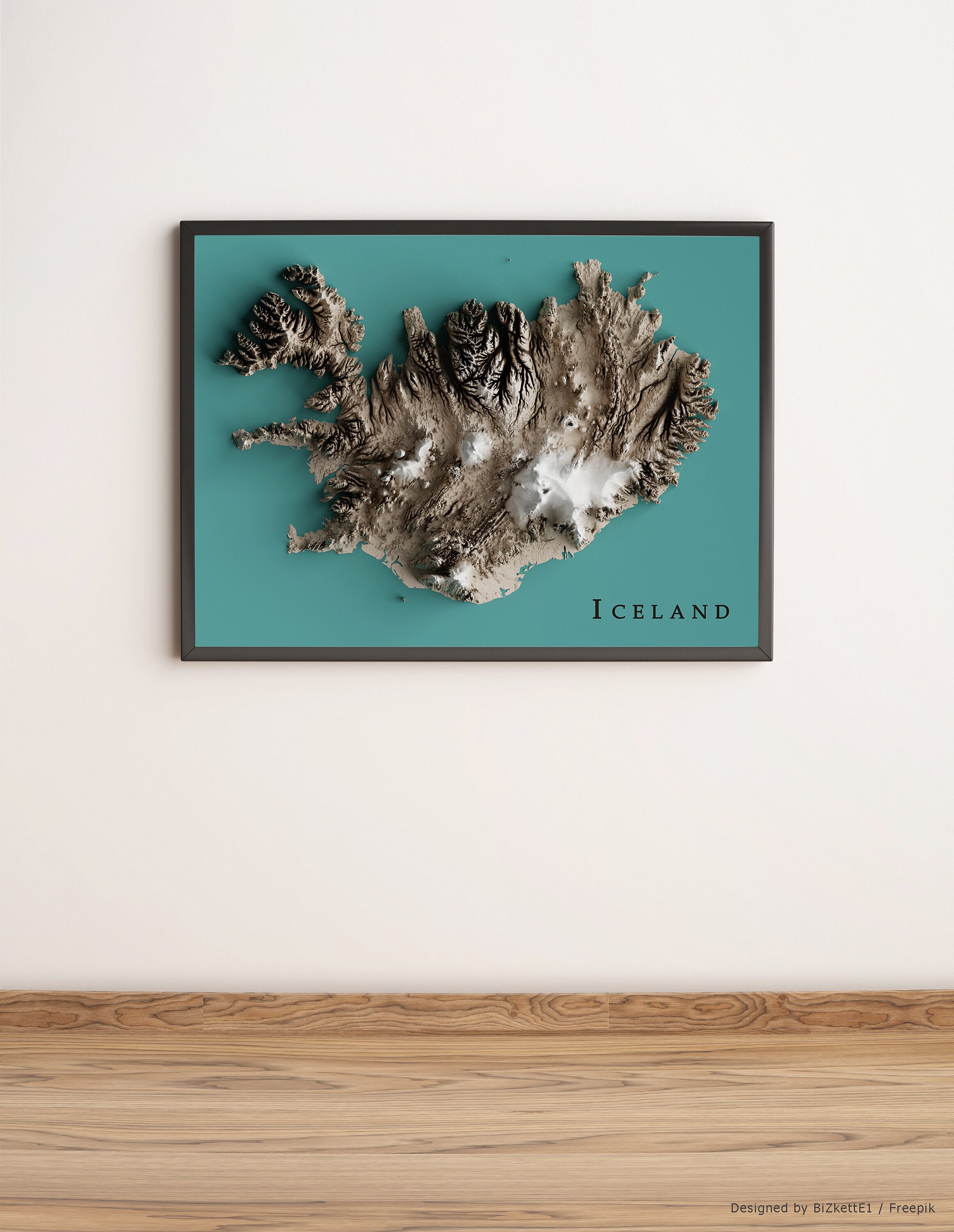Iceland Relief Map Printable Decor - Etsy