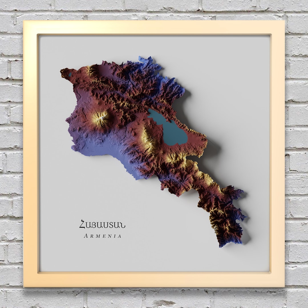 Armenia Relief Map | Printable Decor - Etsy