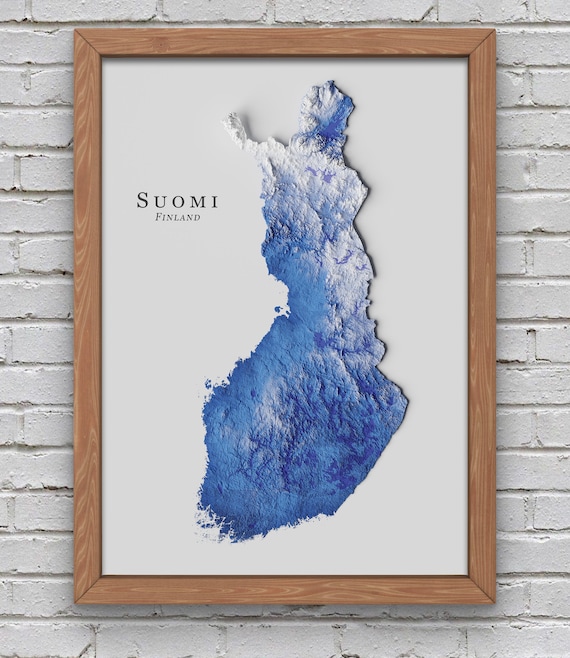 Finland Relief Map Printable Decor | Etsy