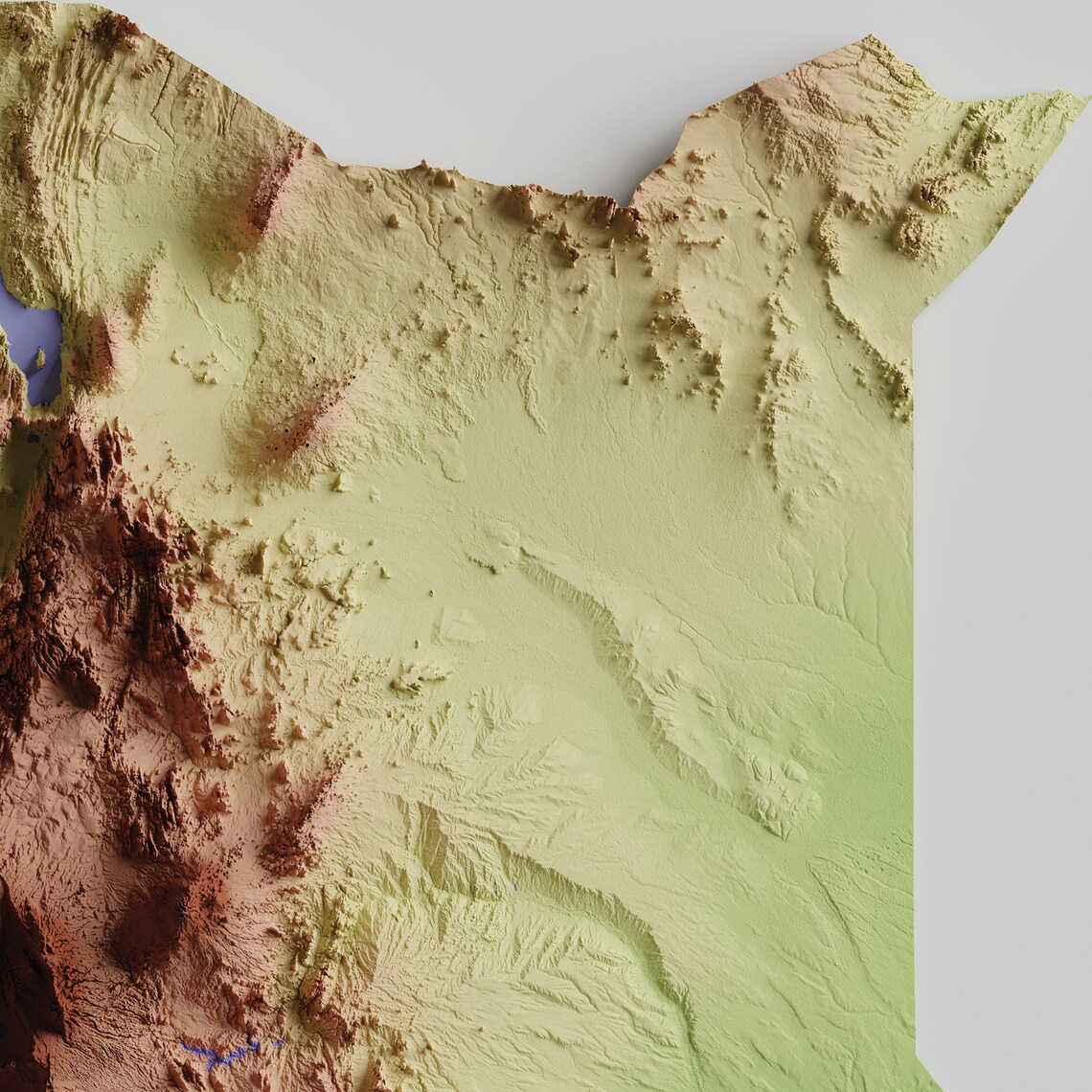 Kenya Relief Map Printable Decor - Etsy