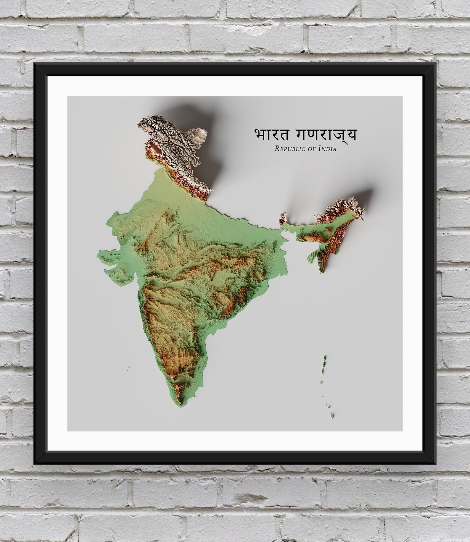 India Relief Map | Printable Decor - Etsy