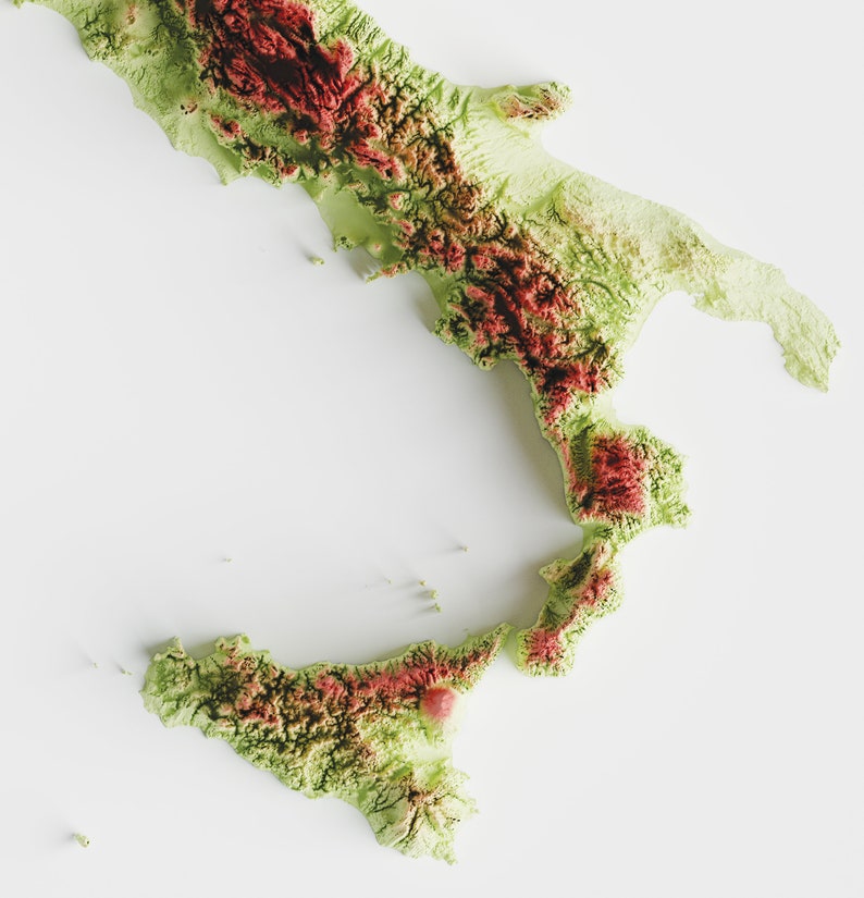 Italy Relief Map | Printable Decor - Etsy