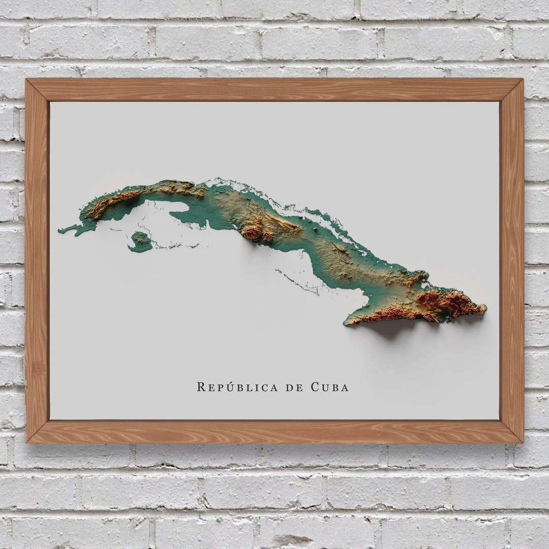 Cuba Relief Map | Printable Decor - Etsy