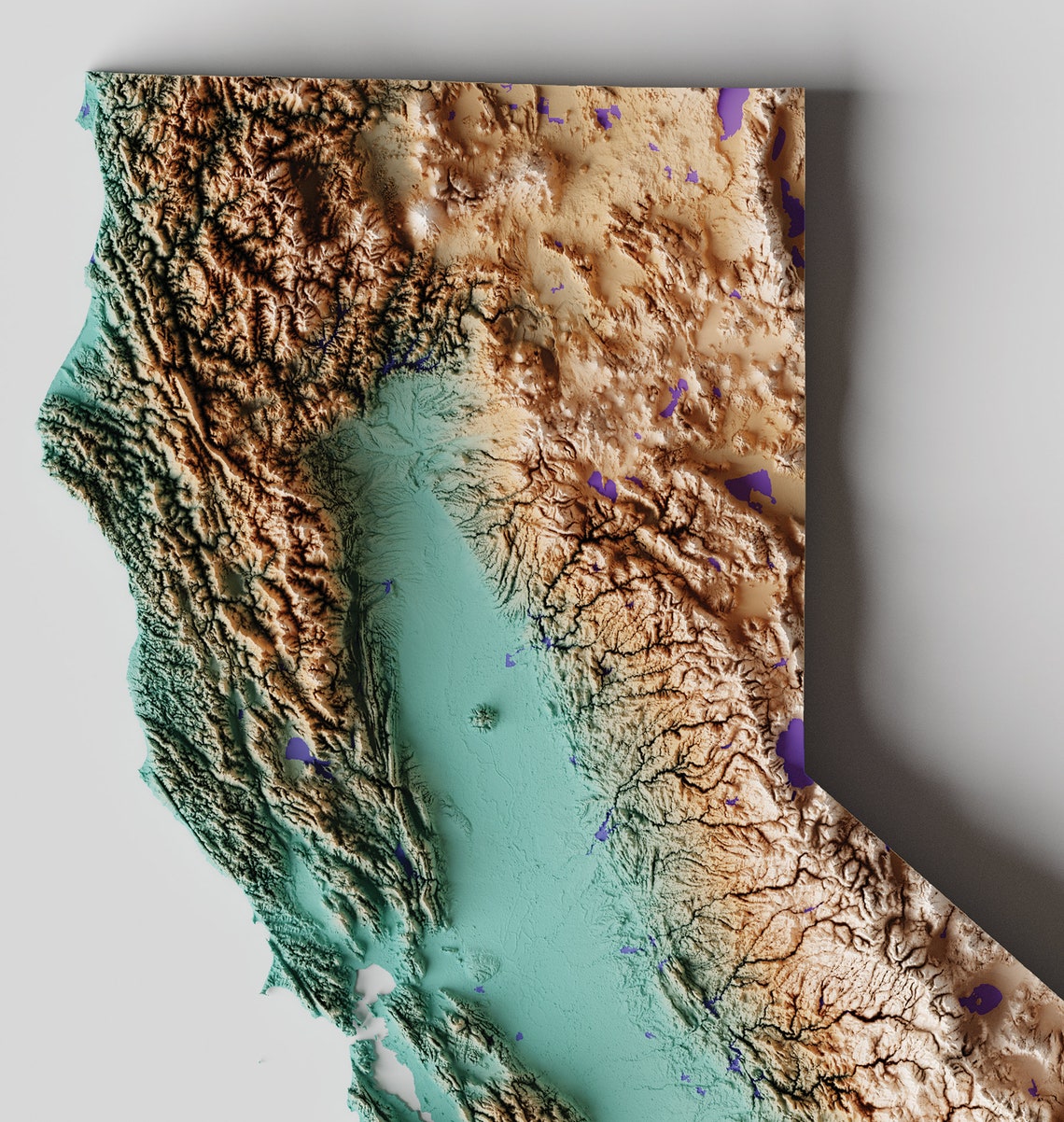 California Relief Map Printable Decor - Etsy UK
