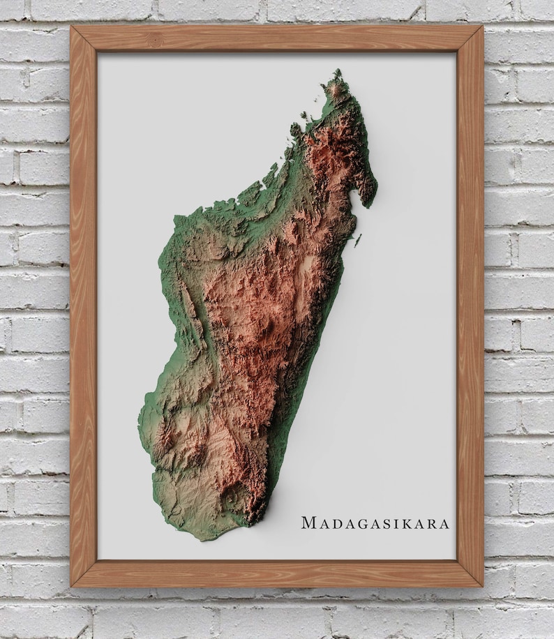 Madagascar Relief Map | Printable Decor - Etsy