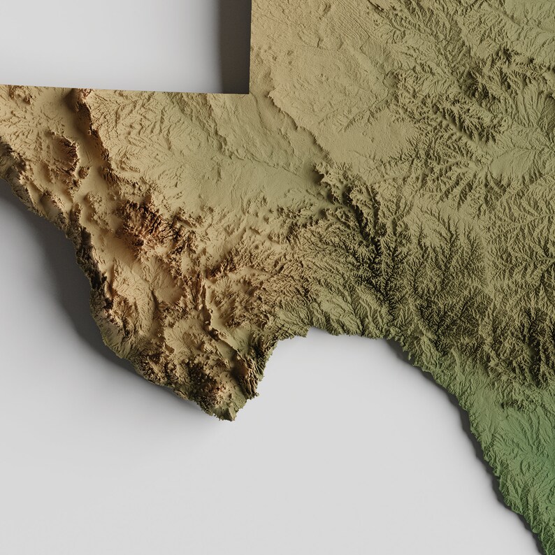 Texas Relief Map | Printable Decor - Etsy