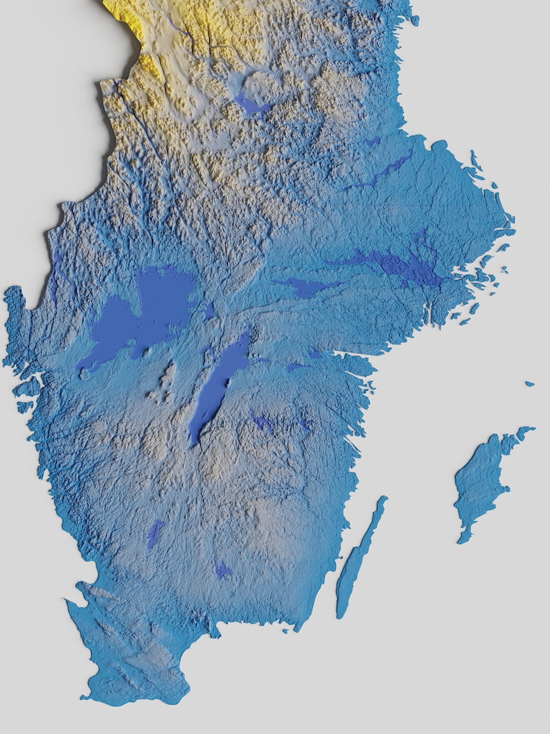 Sweden Relief Map | Printable Decor - Etsy