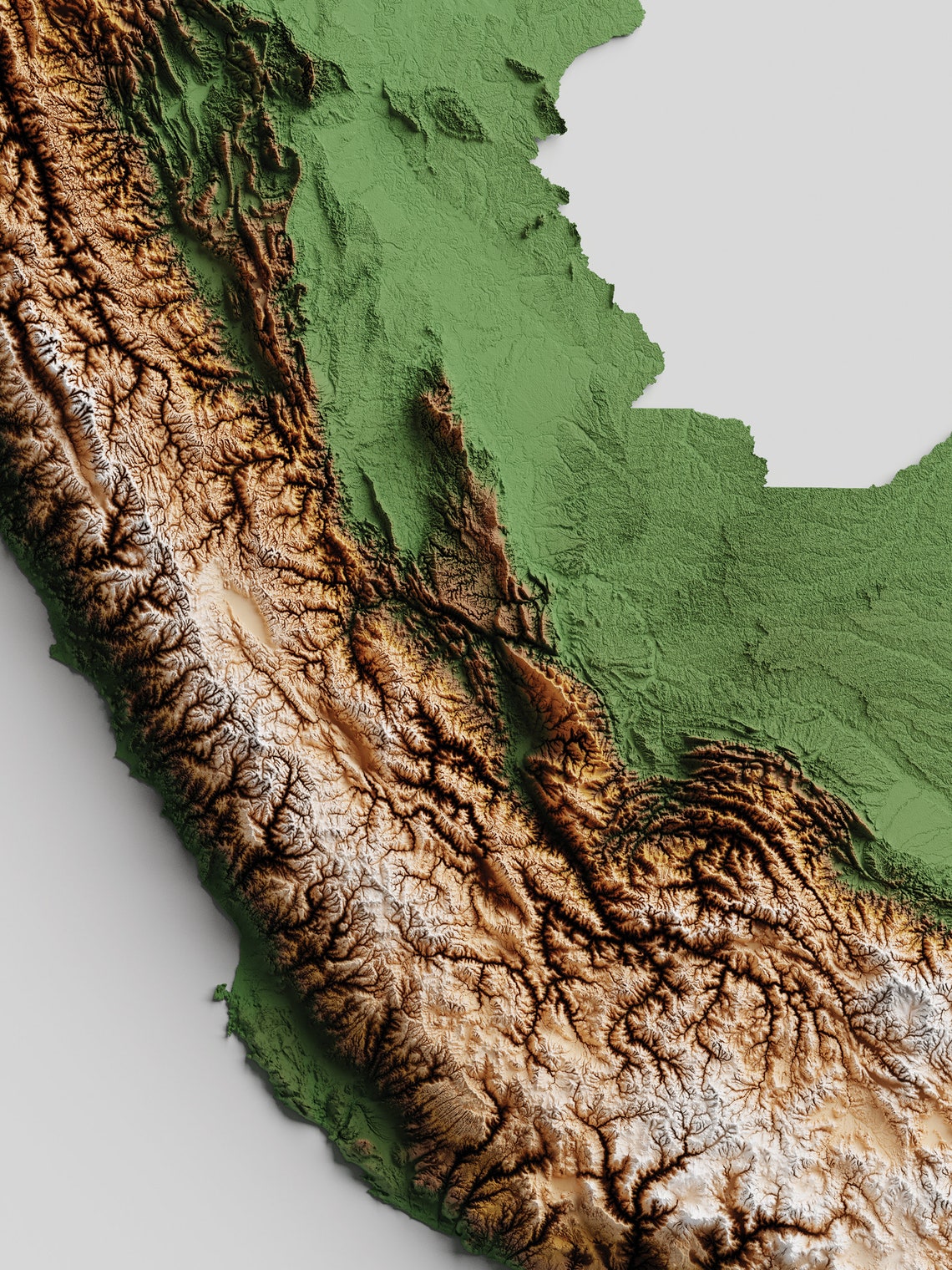 Peru Relief Map Printable Decor - Etsy