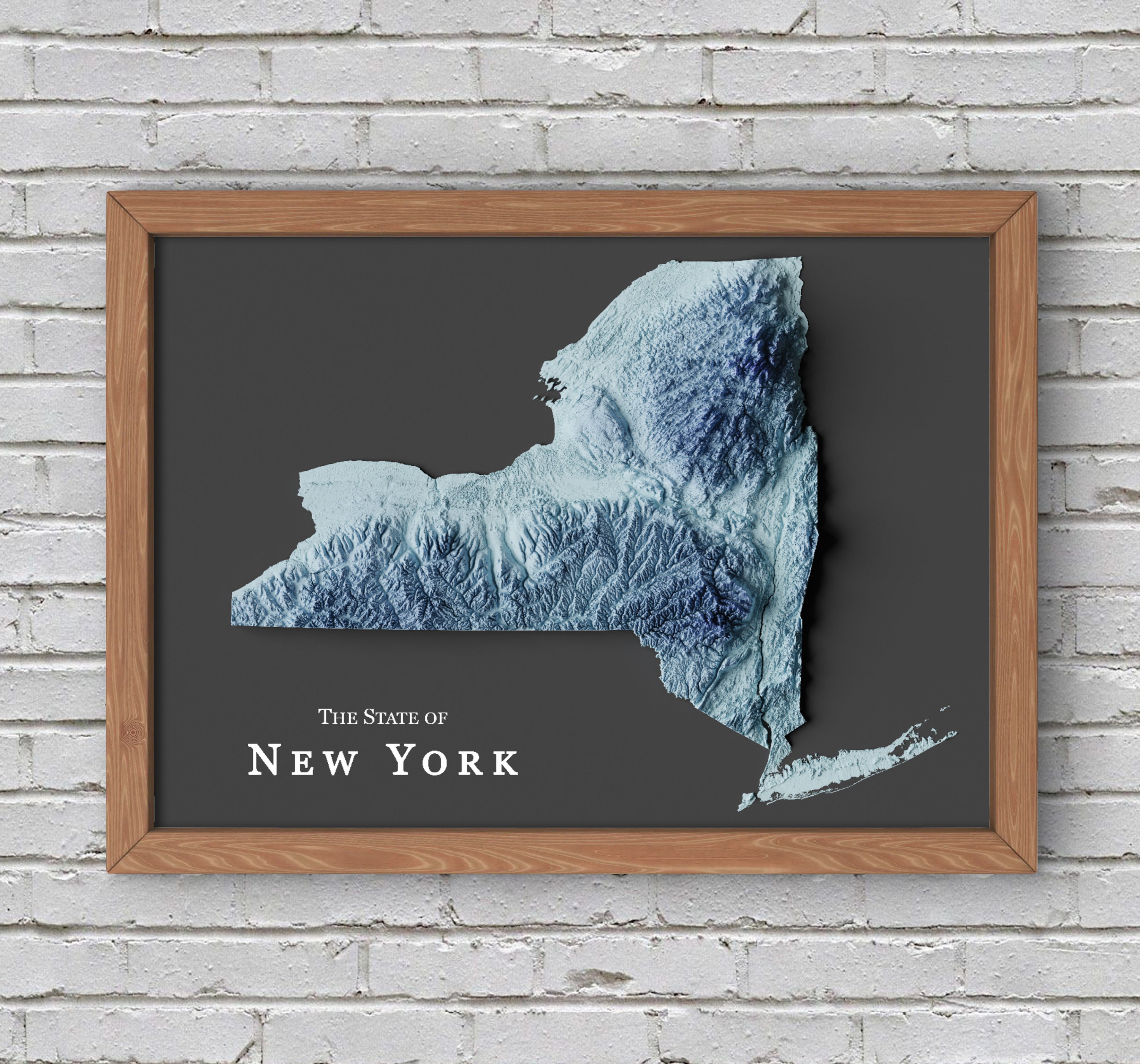 New York State Relief Map | Printable Decor - Etsy