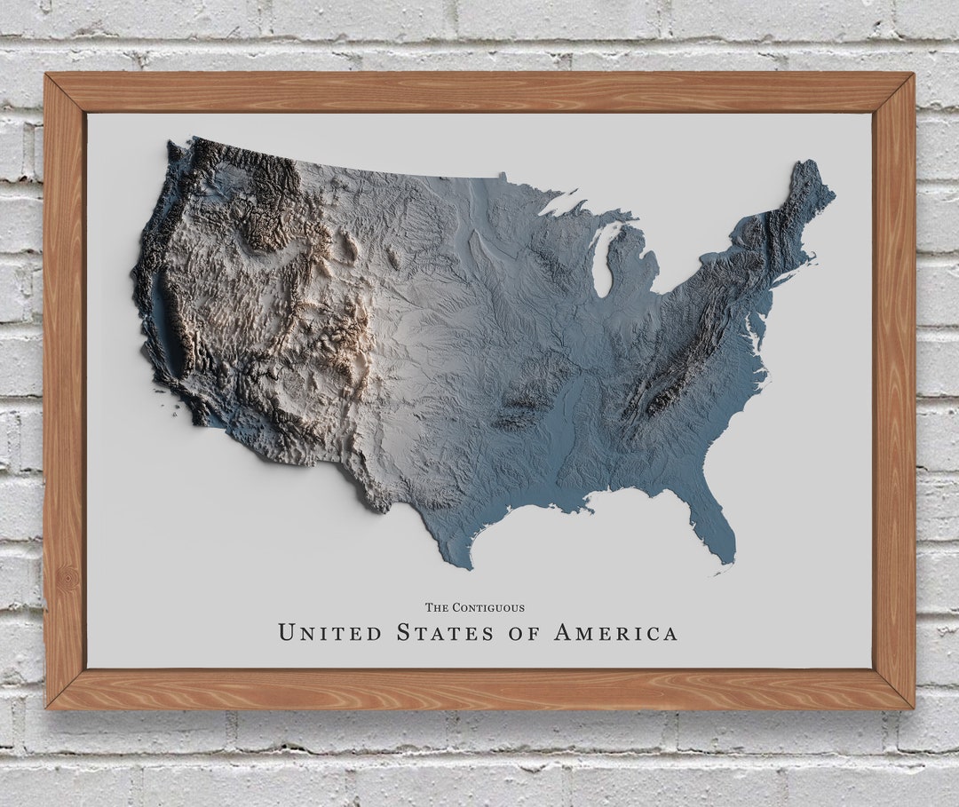 USA Relief Map | Printable Decor - Etsy