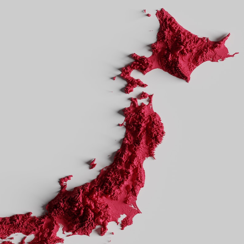 Japan Relief Map | Printable Decor - Etsy