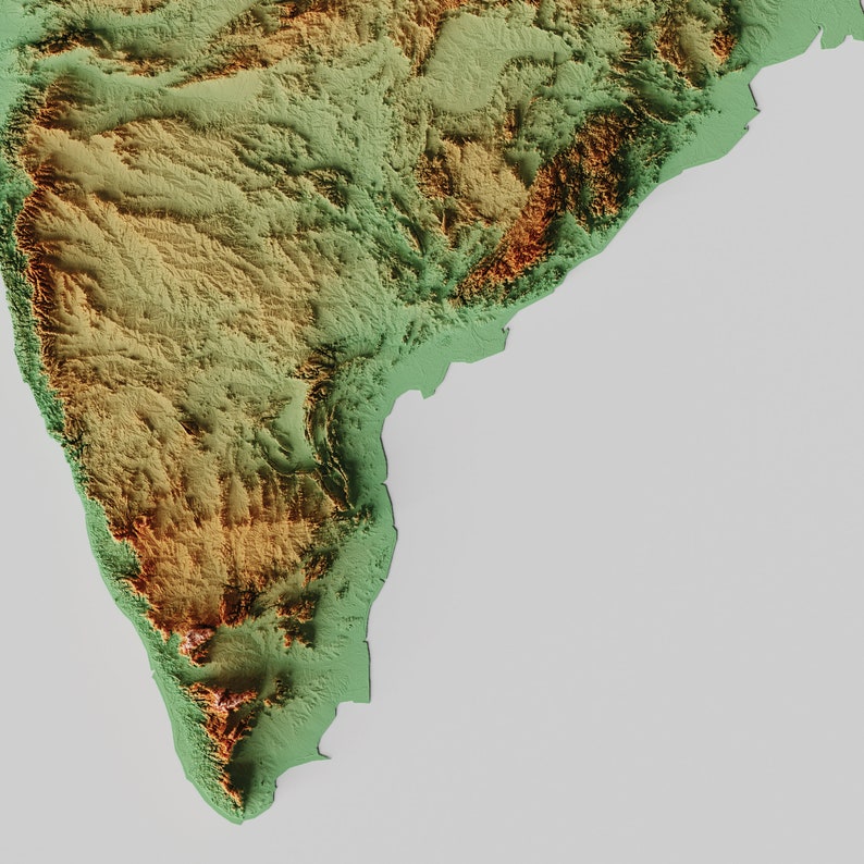 India Relief Map Printable Decor - Etsy