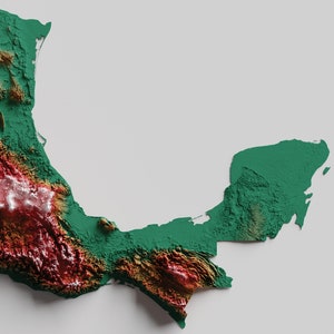 Mexico Relief Map Printable Decor - Etsy