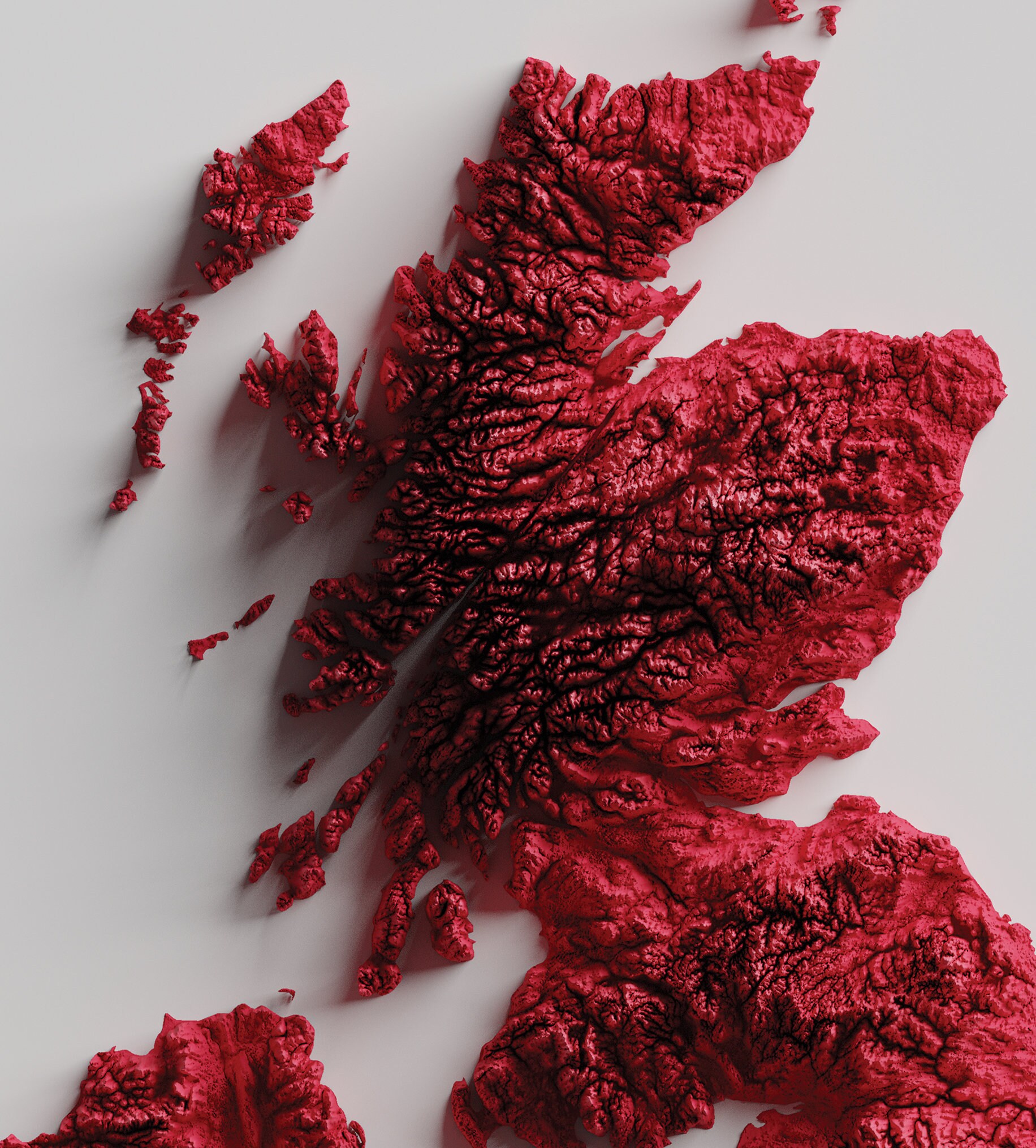 United Kingdom Relief Map Printable Decor - Etsy