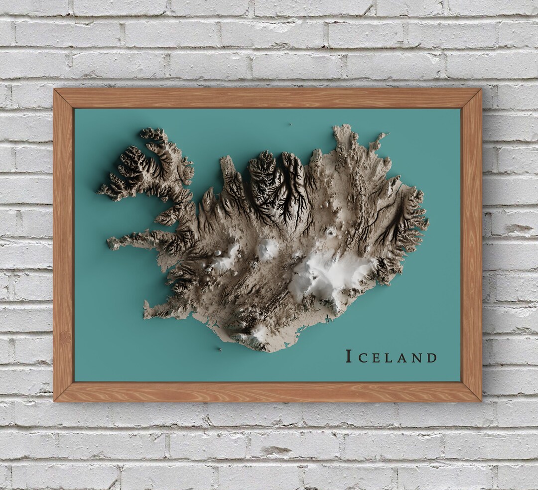 Iceland Relief Map | Printable Decor - Etsy