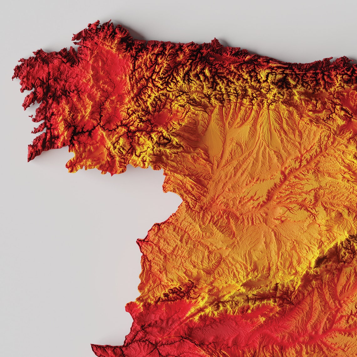 Spain Relief Map | Printable Decor - Etsy