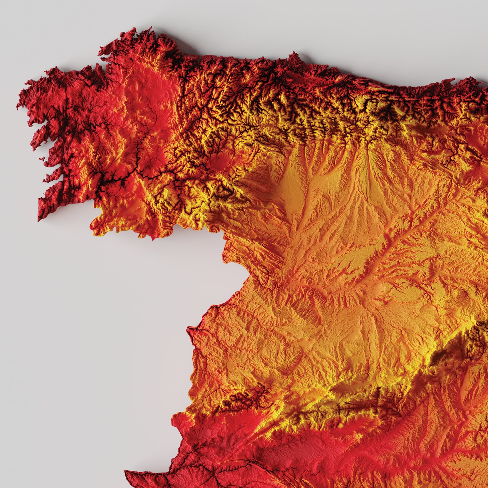 Spain Relief Map Printable Decor - Etsy