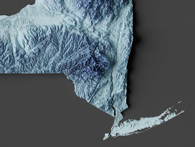 New York State Relief Map Printable Decor - Etsy