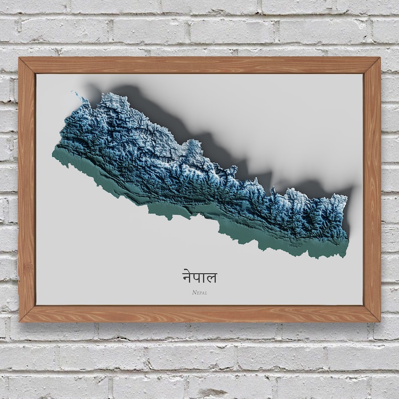 Nepal Relief Map | Printable Decor - Etsy