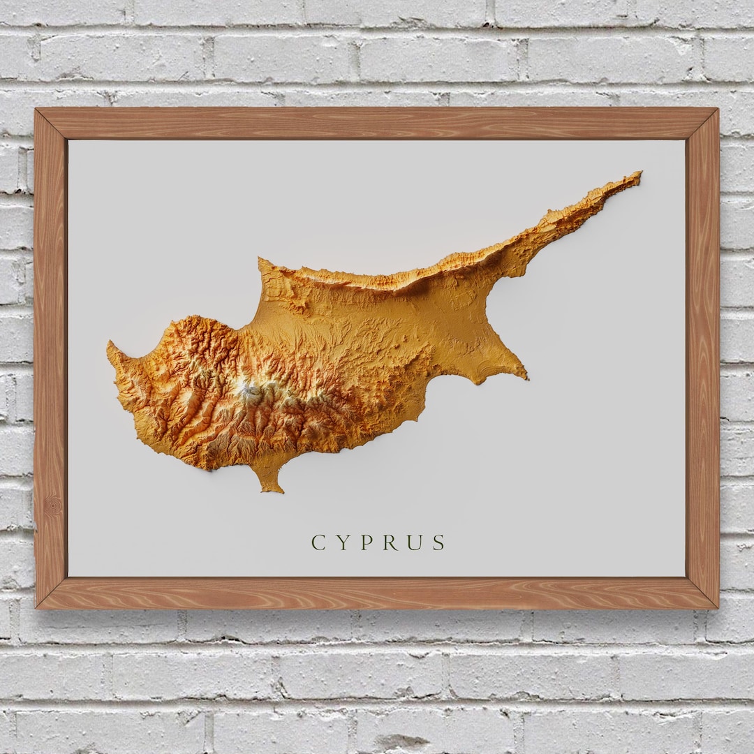 Cyprus Relief Map | Printable Decor - Etsy