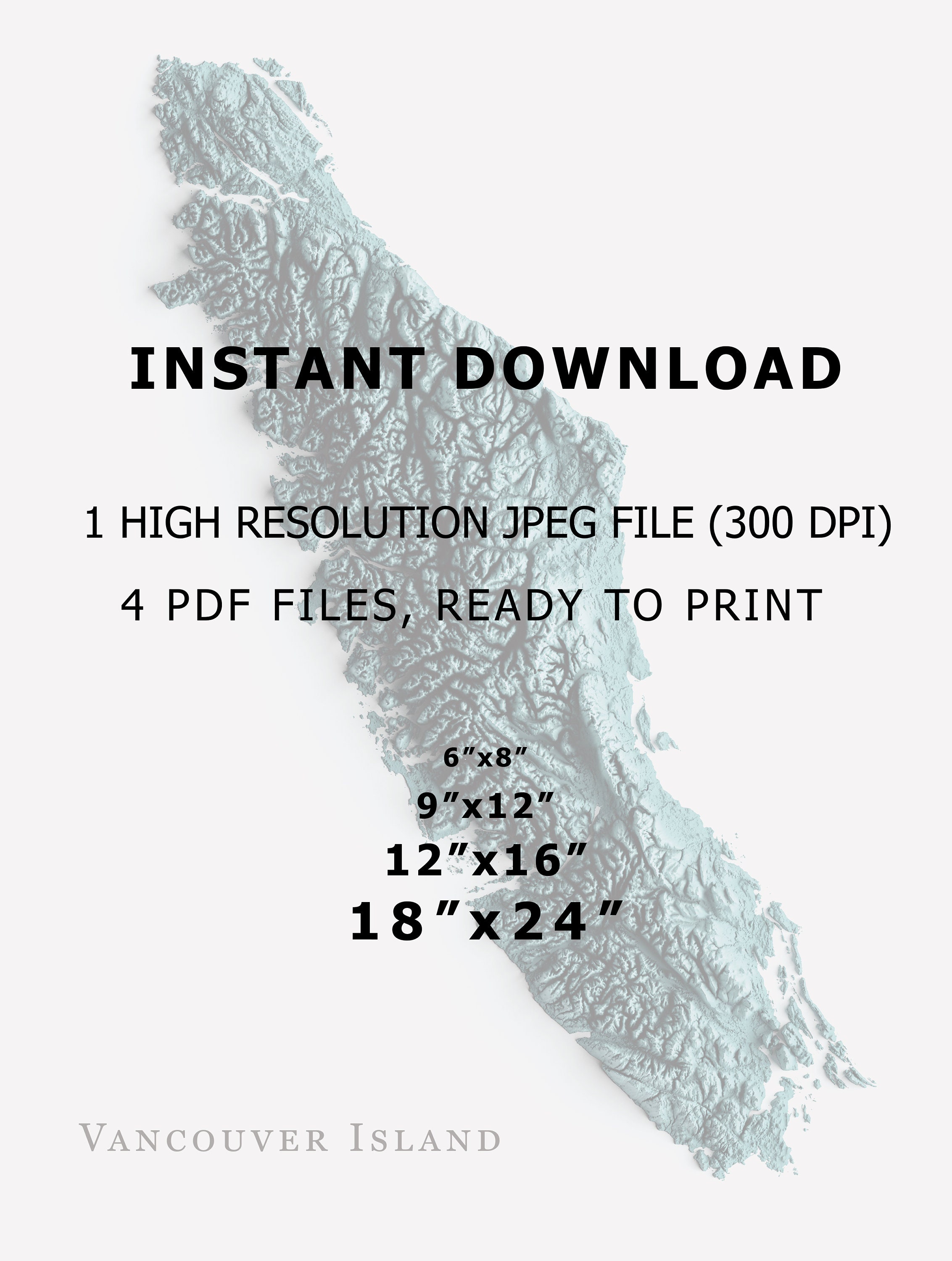 Vancouver Island Relief Map | Printable Decor - Etsy