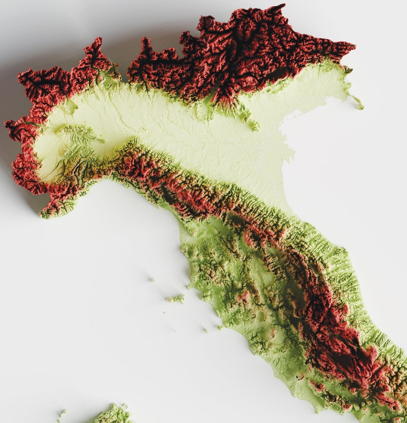 Italy Relief Map | Printable Decor - Etsy