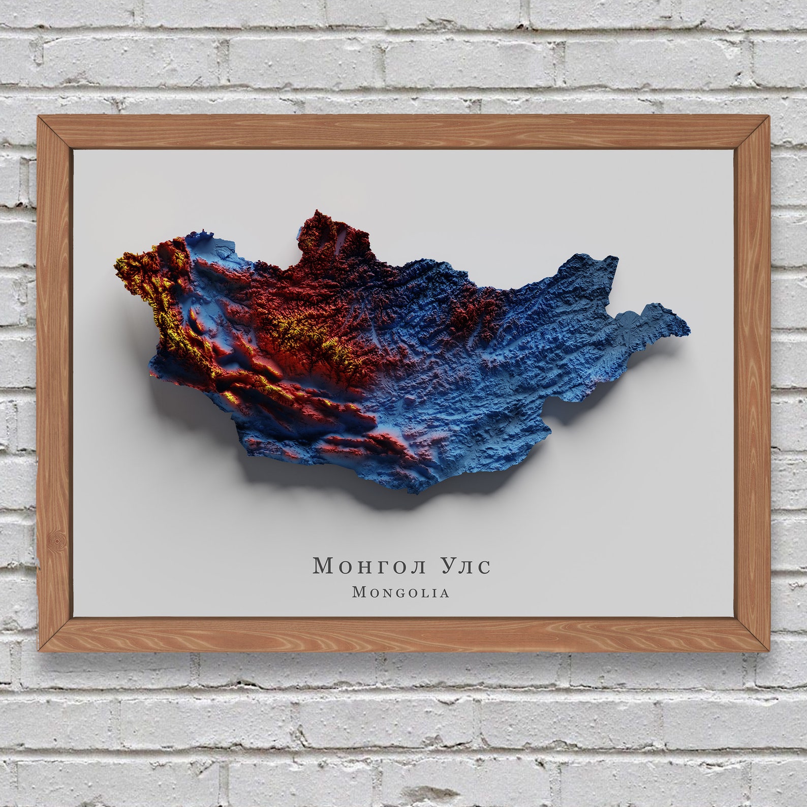 Mongolia Relief Map | Printable Decor - Etsy