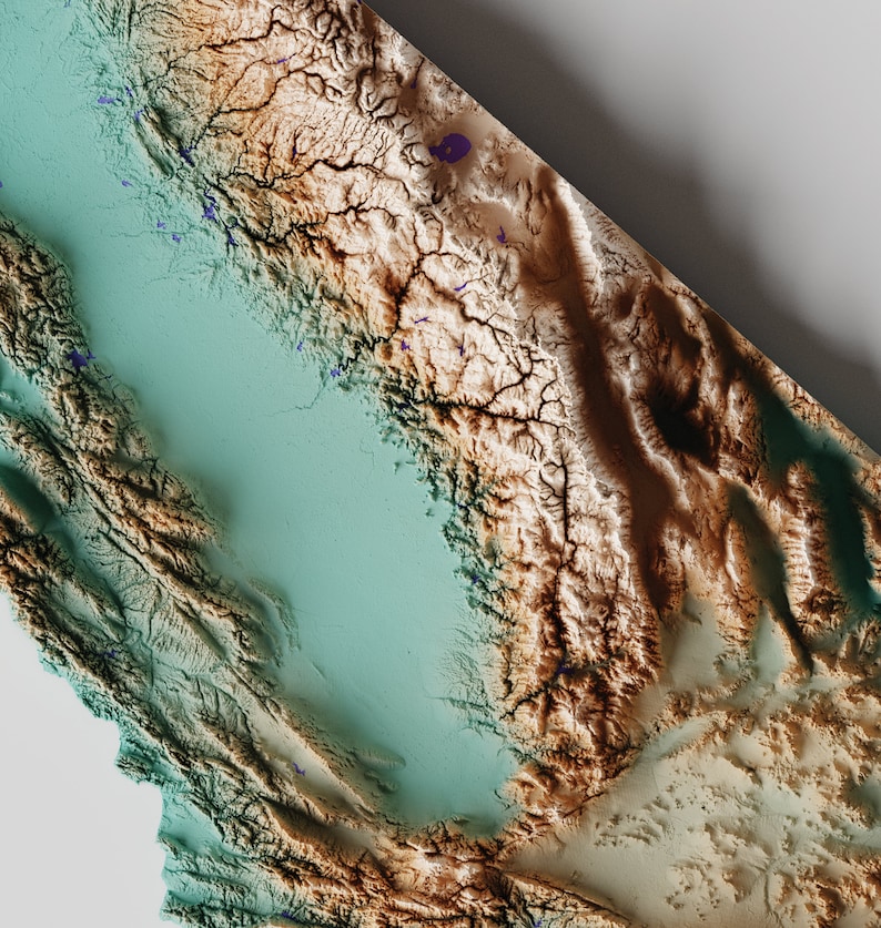 California Relief Map | Printable Decor - Etsy